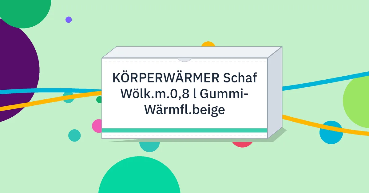 Symbolbild: Packung mit der Aufschrift KÖRPERWÄRMER Schaf Wölk.m.0,8 l Gummi-Wärmfl.beige (PZN 18793432) – Verfügbarkeit und Bezug in Apotheken in Frankfurt am Main