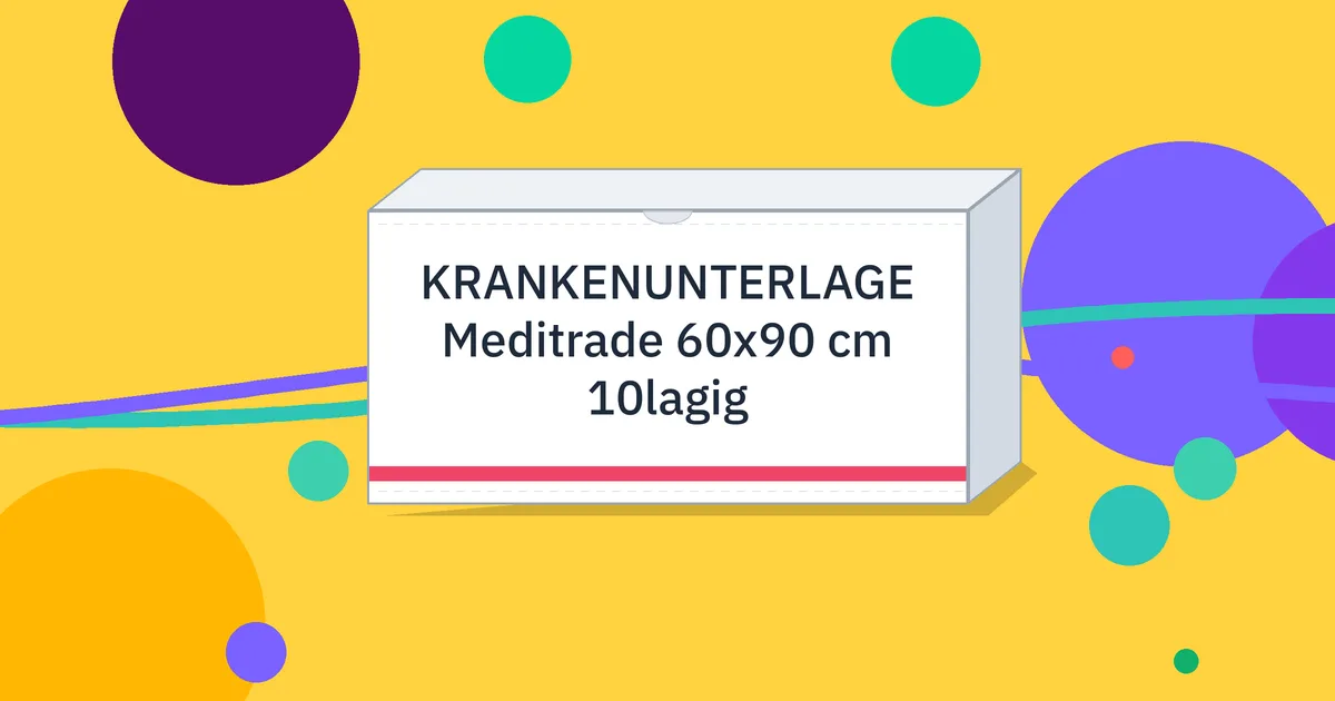 Symbolbild: Packung mit der Aufschrift KRANKENUNTERLAGE Meditrade 60x90 cm 10lagig (PZN 00560609) – Verfügbarkeit und Bezug in Apotheken in Frankfurt am Main
