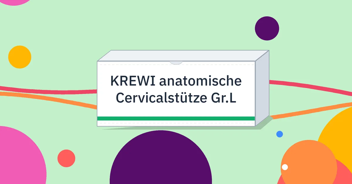 Symbolbild: Packung mit der Aufschrift KREWI anatomische Cervicalstütze Gr.L (PZN 03741174) – Verfügbarkeit und Bezug in Apotheken in Frankfurt am Main