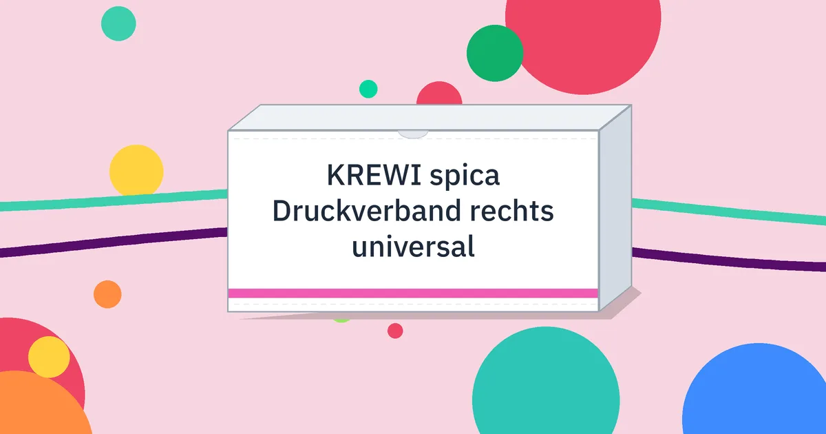 Symbolbild: Packung mit der Aufschrift KREWI spica Druckverband rechts universal (PZN 12652759) – Verfügbarkeit und Bezug in Apotheken in Frankfurt am Main