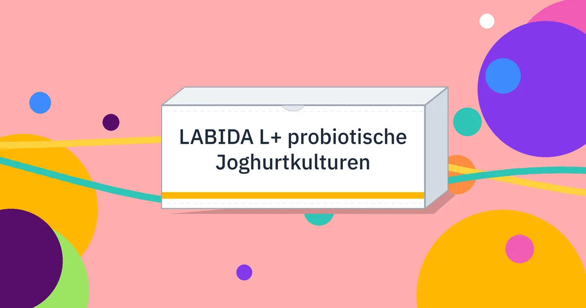 Symbolbild: Packung mit der Aufschrift LABIDA L+ probiotische Joghurtkulturen (PZN 11731646) – Verfügbarkeit und Bezug in Apotheken in Frankfurt am Main