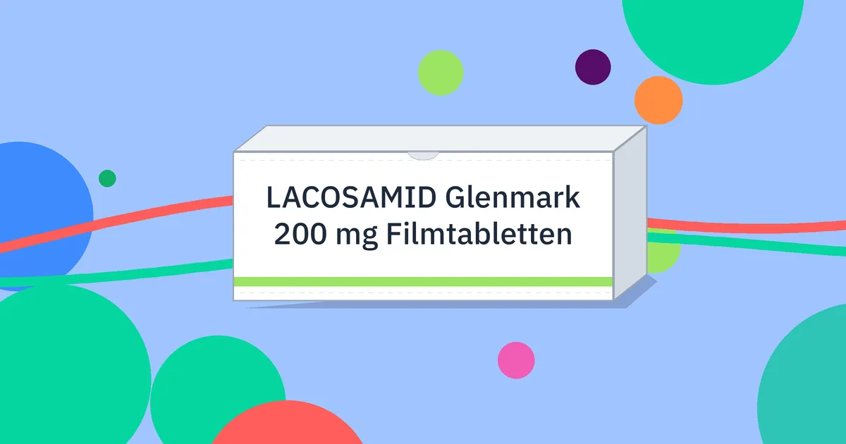 Symbolbild: Packung mit der Aufschrift LACOSAMID Glenmark 200 mg Filmtabletten (PZN 17534869) – Verfügbarkeit und Bezug in Apotheken in Frankfurt am Main