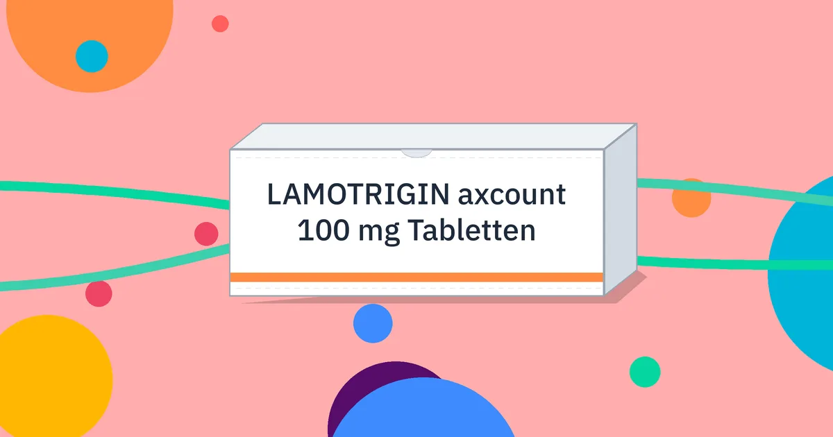 Symbolbild: Packung mit der Aufschrift LAMOTRIGIN axcount 100 mg Tabletten (PZN 04918953) – Verfügbarkeit und Bezug in Apotheken in Frankfurt am Main