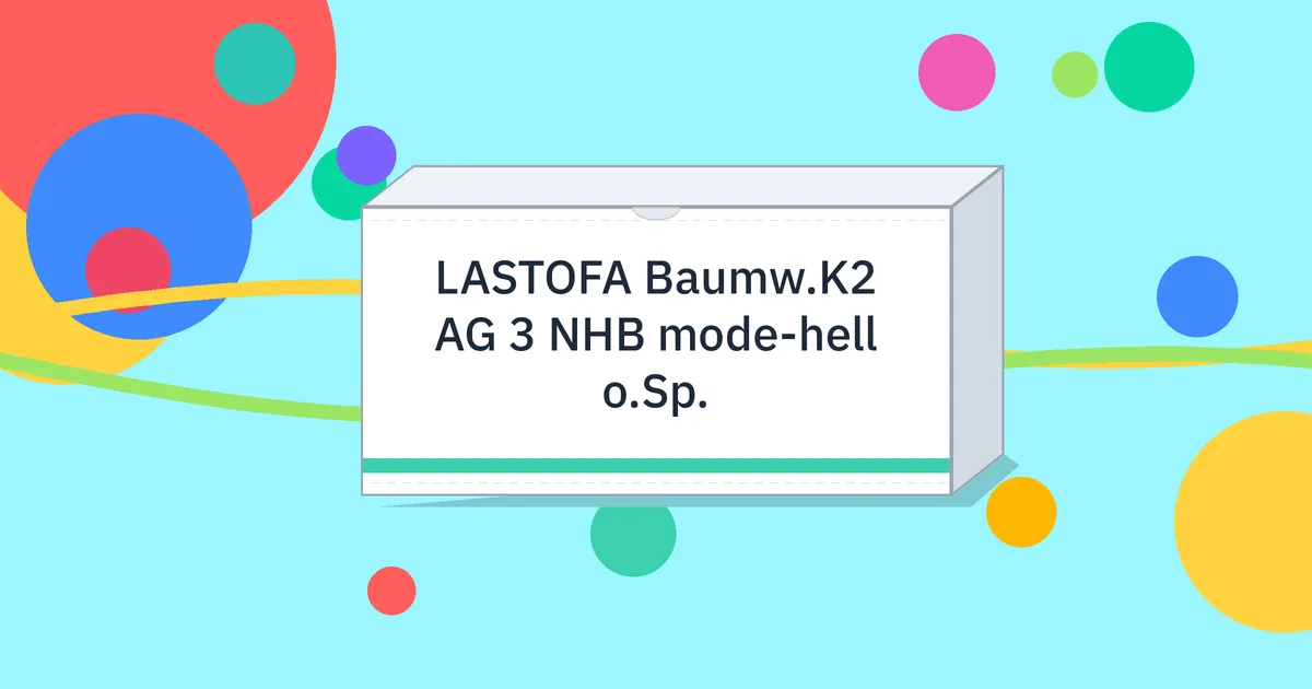 Symbolbild: Packung mit der Aufschrift LASTOFA Baumw.K2 AG 3 NHB mode-hell o.Sp. (PZN 01947523) – Verfügbarkeit und Bezug in Apotheken in Frankfurt am Main
