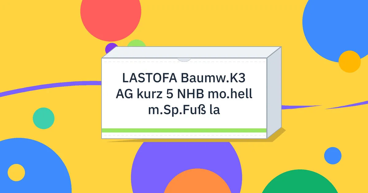 Symbolbild: Packung mit der Aufschrift LASTOFA Baumw.K3 AG kurz 5 NHB mo.hell m.Sp.Fuß la (PZN 01955480) – Verfügbarkeit und Bezug in Apotheken in Frankfurt am Main