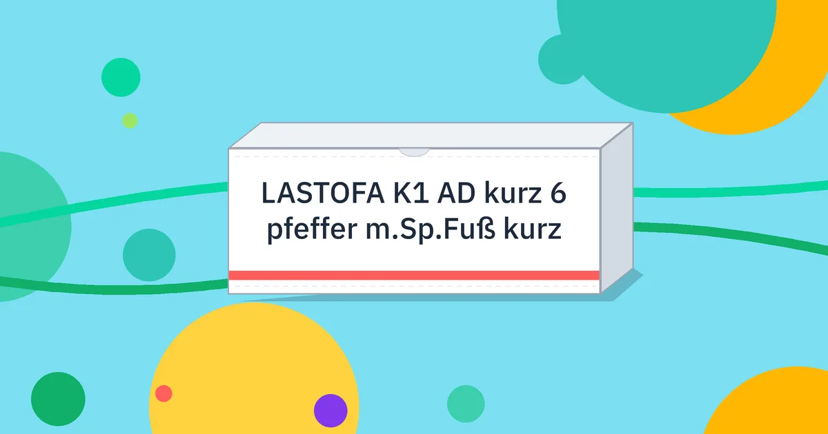 Symbolbild: Packung mit der Aufschrift LASTOFA K1 AD kurz 6 pfeffer m.Sp.Fuß kurz (PZN 13788343) – Verfügbarkeit und Bezug in Apotheken in Frankfurt am Main