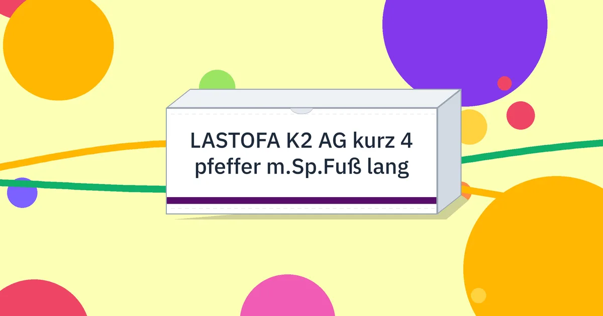 Symbolbild: Packung mit der Aufschrift LASTOFA K2 AG kurz 4 pfeffer m.Sp.Fuß lang (PZN 13805892) – Verfügbarkeit und Bezug in Apotheken in Frankfurt am Main
