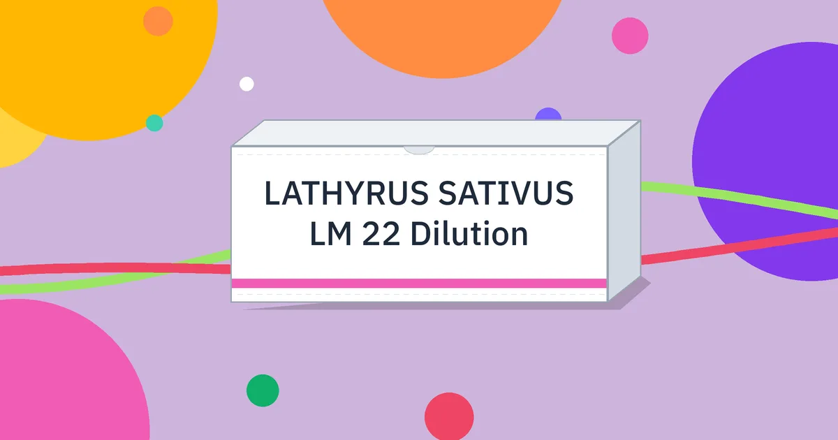 Symbolbild: Packung mit der Aufschrift LATHYRUS SATIVUS LM 22 Dilution (PZN 13523716) – Verfügbarkeit und Bezug in Apotheken in Frankfurt am Main