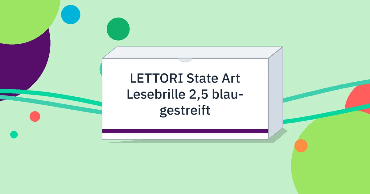 Symbolbild: Packung mit der Aufschrift LETTORI State Art Lesebrille 2,5 blau-gestreift (PZN 11056541) – Verfügbarkeit und Bezug in Apotheken in Frankfurt am Main