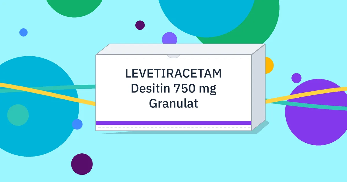 Symbolbild: Packung mit der Aufschrift LEVETIRACETAM Desitin 750 mg Granulat (PZN 08891719) – Verfügbarkeit und Bezug in Apotheken in Frankfurt am Main