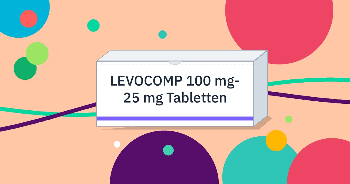 Symbolbild: Packung mit der Aufschrift LEVOCOMP 100 mg-25 mg Tabletten (PZN 00536143) – Verfügbarkeit und Bezug in Apotheken in Frankfurt am Main