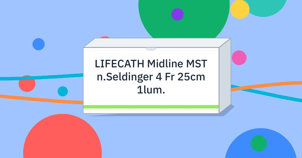 Symbolbild: Packung mit der Aufschrift LIFECATH Midline MST n.Seldinger 4 Fr 25cm 1lum. (PZN 15262993) – Verfügbarkeit und Bezug in Apotheken in Frankfurt am Main