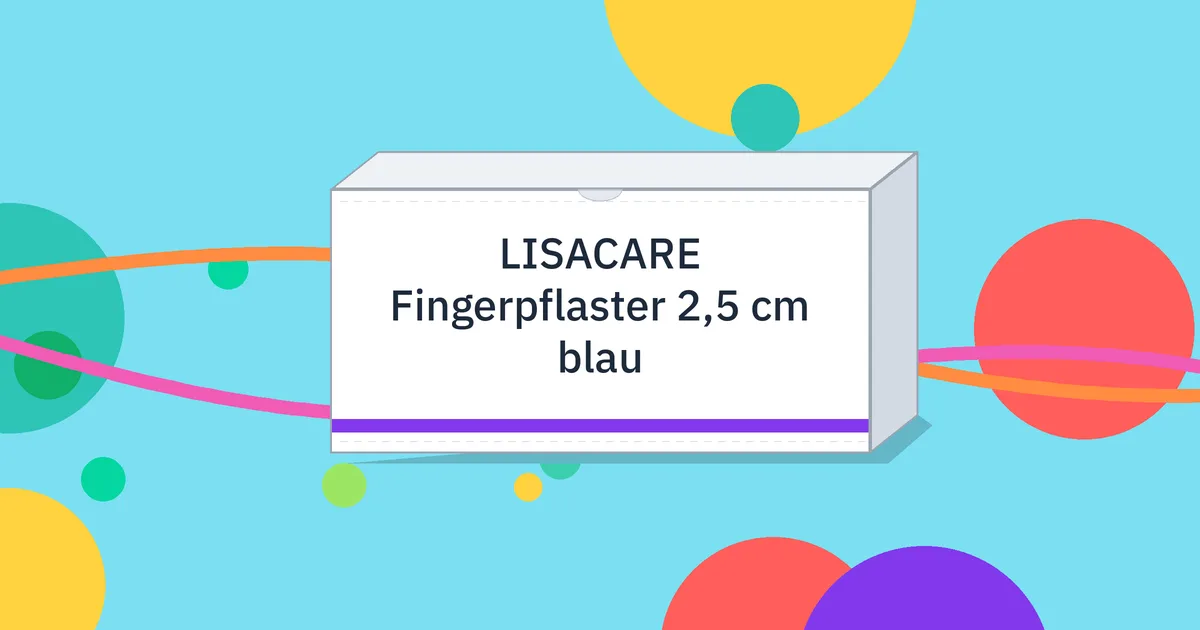 Symbolbild: Packung mit der Aufschrift LISACARE Fingerpflaster 2,5 cm blau (PZN 17926598) – Verfügbarkeit und Bezug in Apotheken in Frankfurt am Main