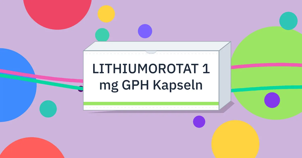 Symbolbild: Packung mit der Aufschrift LITHIUMOROTAT 1 mg GPH Kapseln (PZN 19407448) – Verfügbarkeit und Bezug in Apotheken in Frankfurt am Main