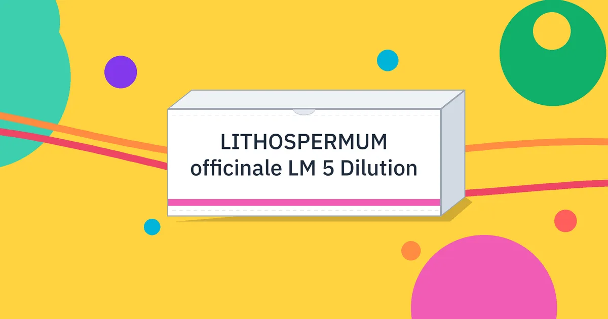 Symbolbild: Packung mit der Aufschrift LITHOSPERMUM officinale LM 5 Dilution (PZN 13531905) – Verfügbarkeit und Bezug in Apotheken in Frankfurt am Main