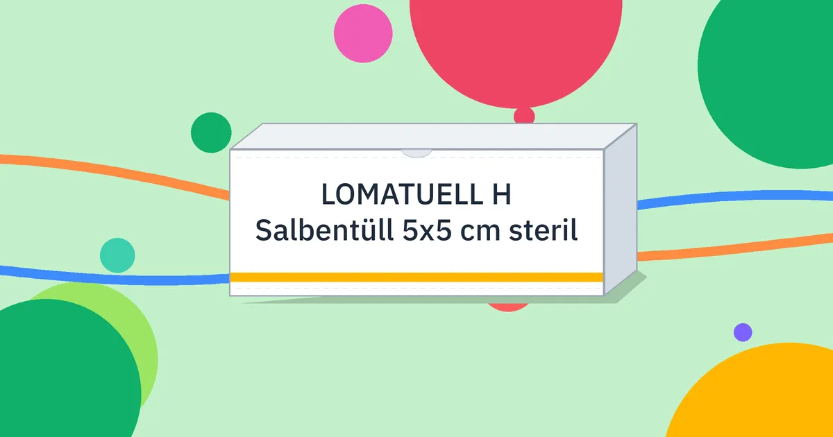 Symbolbild: Packung mit der Aufschrift LOMATUELL H Salbentüll 5x5 cm steril (PZN 16505699) – Verfügbarkeit und Bezug in Apotheken in Frankfurt am Main