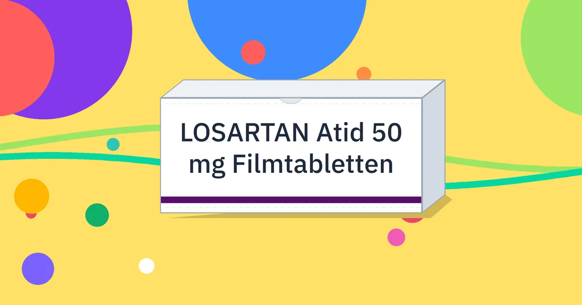 Symbolbild: Packung mit der Aufschrift LOSARTAN Atid 50 mg Filmtabletten (PZN 00621972) – Verfügbarkeit und Bezug in Apotheken in Frankfurt am Main
