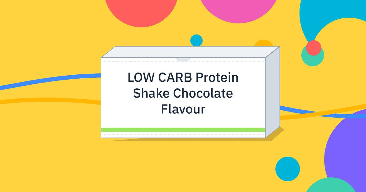 Symbolbild: Packung mit der Aufschrift LOW CARB Protein Shake Chocolate Flavour (PZN 11290449) – Verfügbarkeit und Bezug in Apotheken in Frankfurt am Main