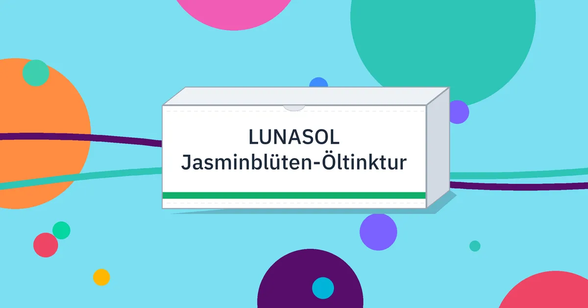 Symbolbild: Packung mit der Aufschrift LUNASOL Jasminblüten-Öltinktur (PZN 19755787) – Verfügbarkeit und Bezug in Apotheken in Frankfurt am Main
