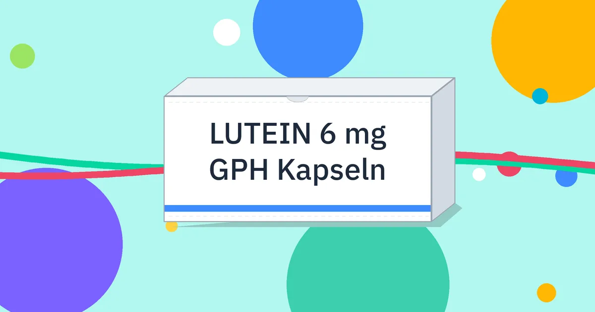Symbolbild: Packung mit der Aufschrift LUTEIN 6 mg GPH Kapseln (PZN 02454923) – Verfügbarkeit und Bezug in Apotheken in Frankfurt am Main