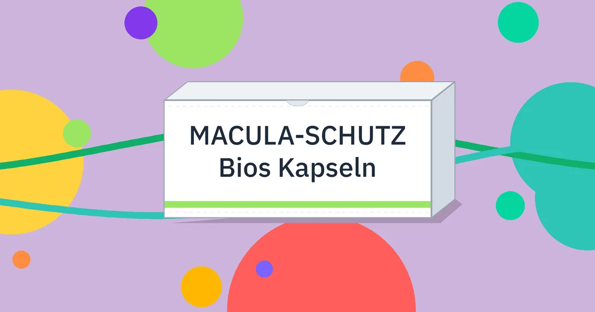 Symbolbild: Packung mit der Aufschrift MACULA-SCHUTZ Bios Kapseln (PZN 05897561) – Verfügbarkeit und Bezug in Apotheken in Frankfurt am Main