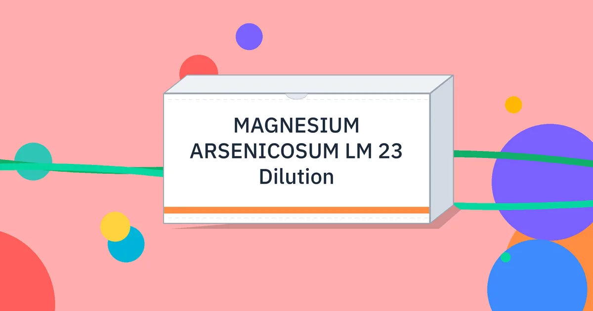 Symbolbild: Packung mit der Aufschrift MAGNESIUM ARSENICOSUM LM 23 Dilution (PZN 12936238) – Verfügbarkeit und Bezug in Apotheken in Frankfurt am Main