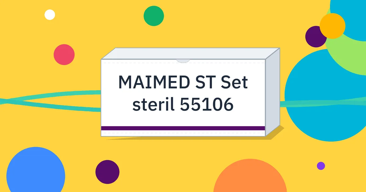 Symbolbild: Packung mit der Aufschrift MAIMED ST Set steril 55106 (PZN 05390916) – Verfügbarkeit und Bezug in Apotheken in Frankfurt am Main