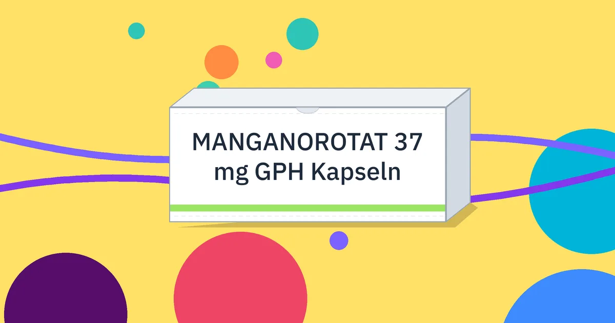 Symbolbild: Packung mit der Aufschrift MANGANOROTAT 37 mg GPH Kapseln (PZN 11482835) – Verfügbarkeit und Bezug in Apotheken in Frankfurt am Main