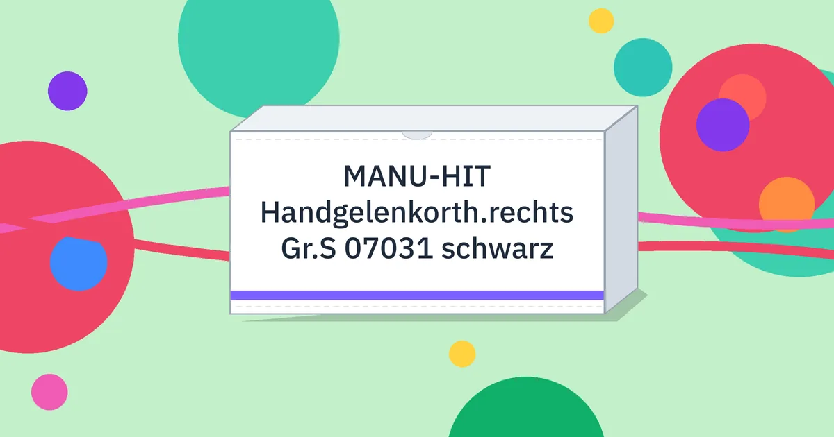 Symbolbild: Packung mit der Aufschrift MANU-HIT Handgelenkorth.rechts Gr.S 07031 schwarz (PZN 01577925) – Verfügbarkeit und Bezug in Apotheken in Frankfurt am Main