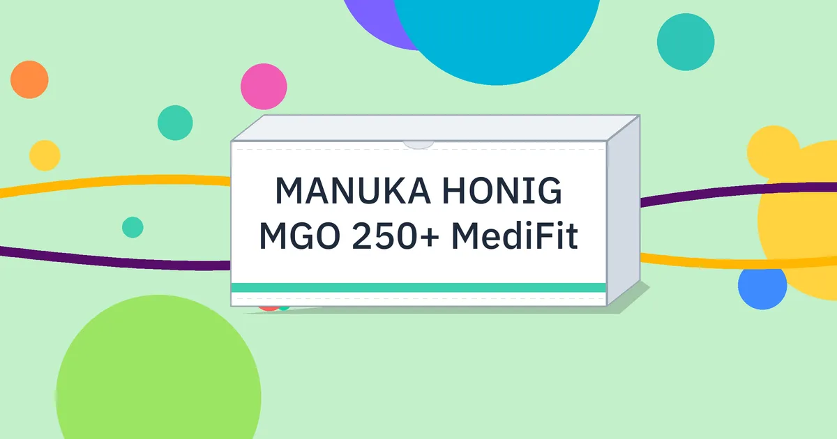 Symbolbild: Packung mit der Aufschrift MANUKA HONIG MGO 250+ MediFit (PZN 16594409) – Verfügbarkeit und Bezug in Apotheken in Frankfurt am Main