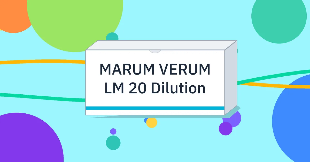 Symbolbild: Packung mit der Aufschrift MARUM VERUM LM 20 Dilution (PZN 12946573) – Verfügbarkeit und Bezug in Apotheken in Frankfurt am Main