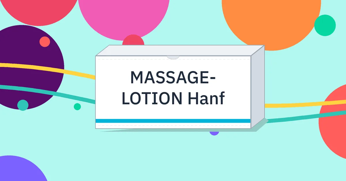 Symbolbild: Packung mit der Aufschrift MASSAGE-LOTION Hanf (PZN 14401197) – Verfügbarkeit und Bezug in Apotheken in Frankfurt am Main