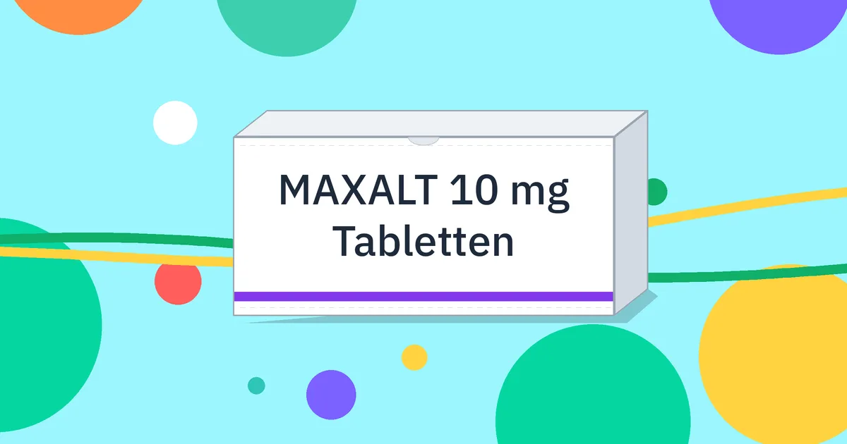 Symbolbild: Packung mit der Aufschrift MAXALT 10 mg Tabletten (PZN 19428462) – Verfügbarkeit und Bezug in Apotheken in Frankfurt am Main