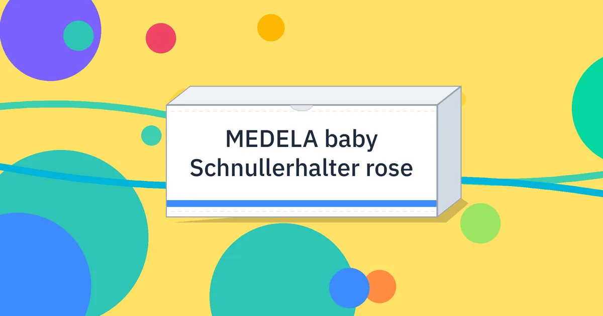 Symbolbild: Packung mit der Aufschrift MEDELA baby Schnullerhalter rose (PZN 17256695) – Verfügbarkeit und Bezug in Apotheken in Frankfurt am Main