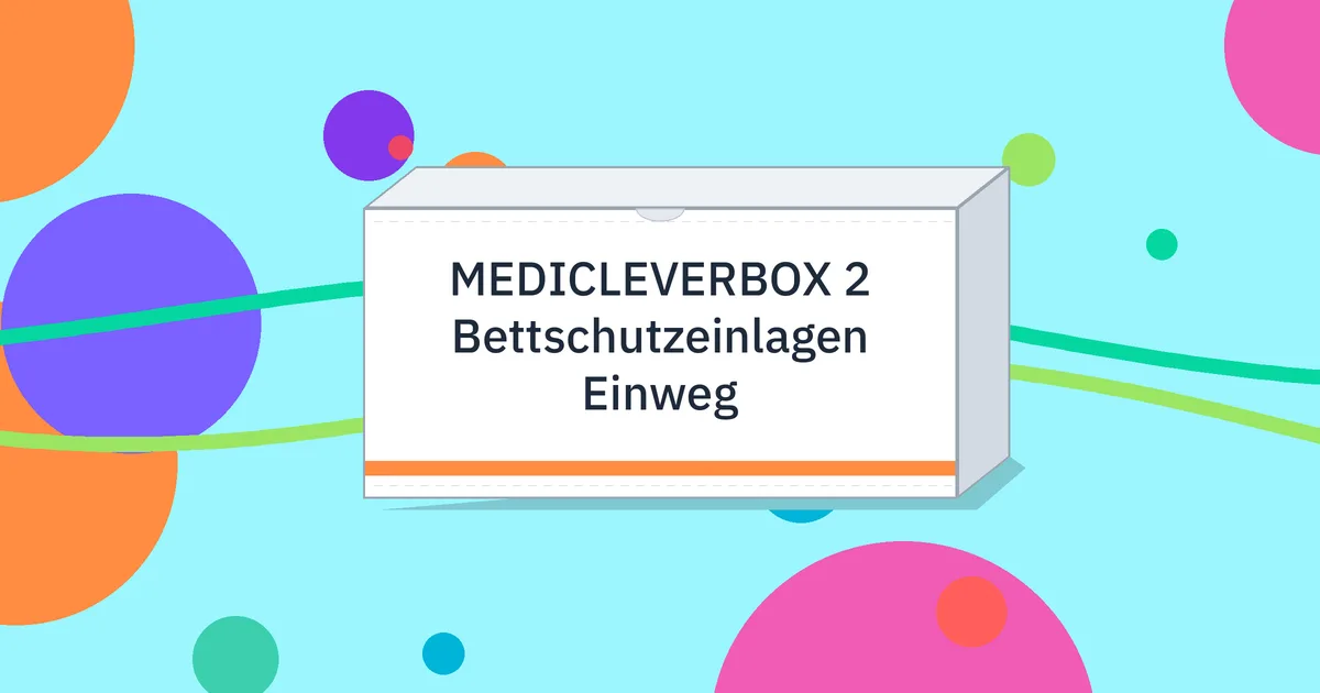 Symbolbild: Packung mit der Aufschrift MEDICLEVERBOX 2 Bettschutzeinlagen Einweg (PZN 19053341) – Verfügbarkeit und Bezug in Apotheken in Frankfurt am Main