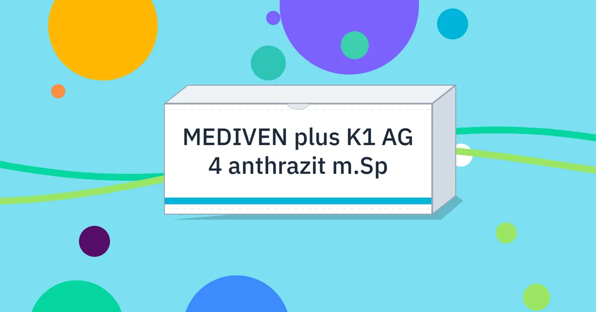 Symbolbild: Packung mit der Aufschrift MEDIVEN plus K1 AG 4 anthrazit m.Sp (PZN 15055722) – Verfügbarkeit und Bezug in Apotheken in Frankfurt am Main