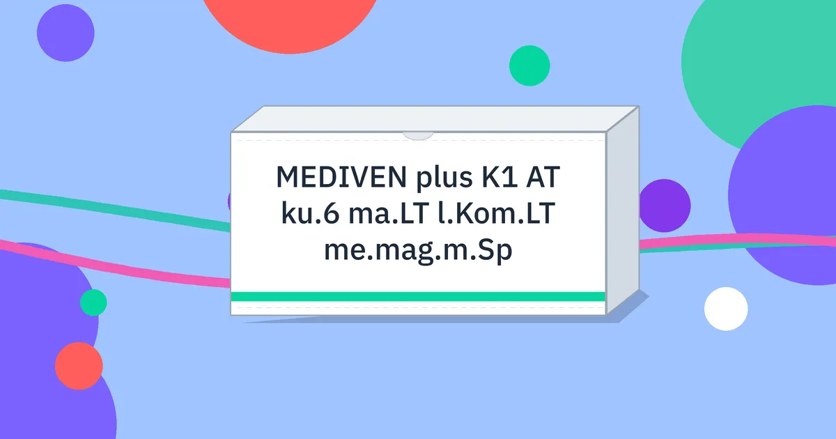 Symbolbild: Packung mit der Aufschrift MEDIVEN plus K1 AT ku.6 ma.LT l.Kom.LT me.mag.m.Sp (PZN 15072212) – Verfügbarkeit und Bezug in Apotheken in Frankfurt am Main