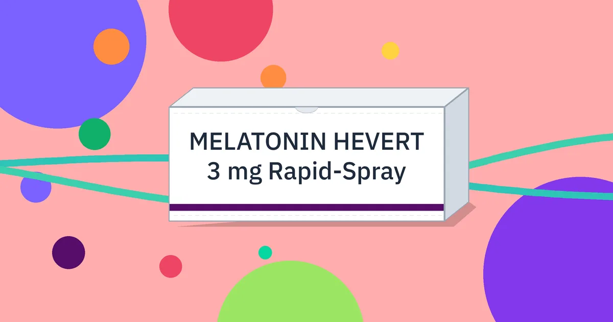 Symbolbild: Packung mit der Aufschrift MELATONIN HEVERT 3 mg Rapid-Spray (PZN 20584612) – Verfügbarkeit und Bezug in Apotheken in Frankfurt am Main