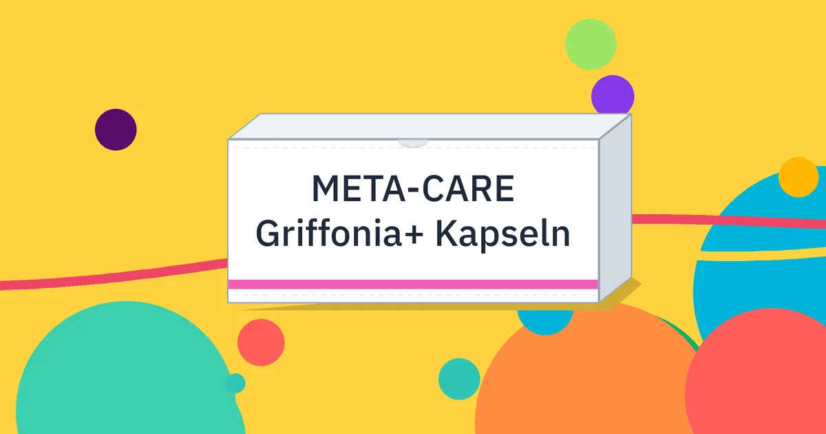 Symbolbild: Packung mit der Aufschrift META-CARE Griffonia+ Kapseln (PZN 11219658) – Verfügbarkeit und Bezug in Apotheken in Frankfurt am Main
