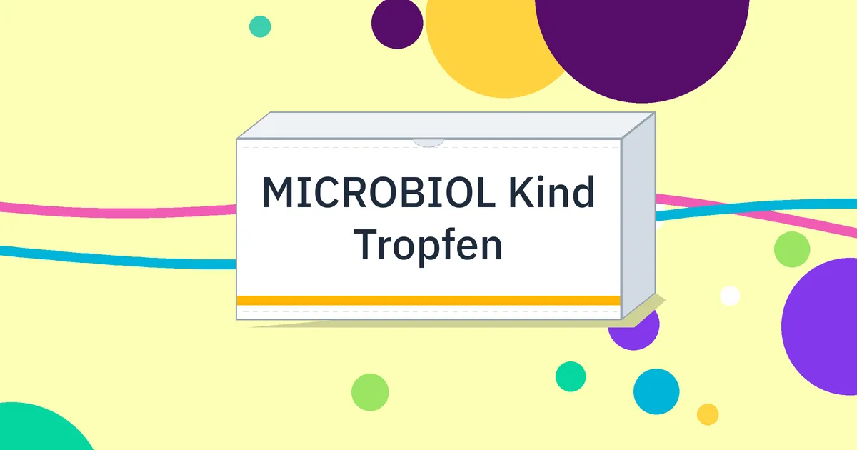 Symbolbild: Packung mit der Aufschrift MICROBIOL Kind Tropfen (PZN 19152014) – Verfügbarkeit und Bezug in Apotheken in Frankfurt am Main