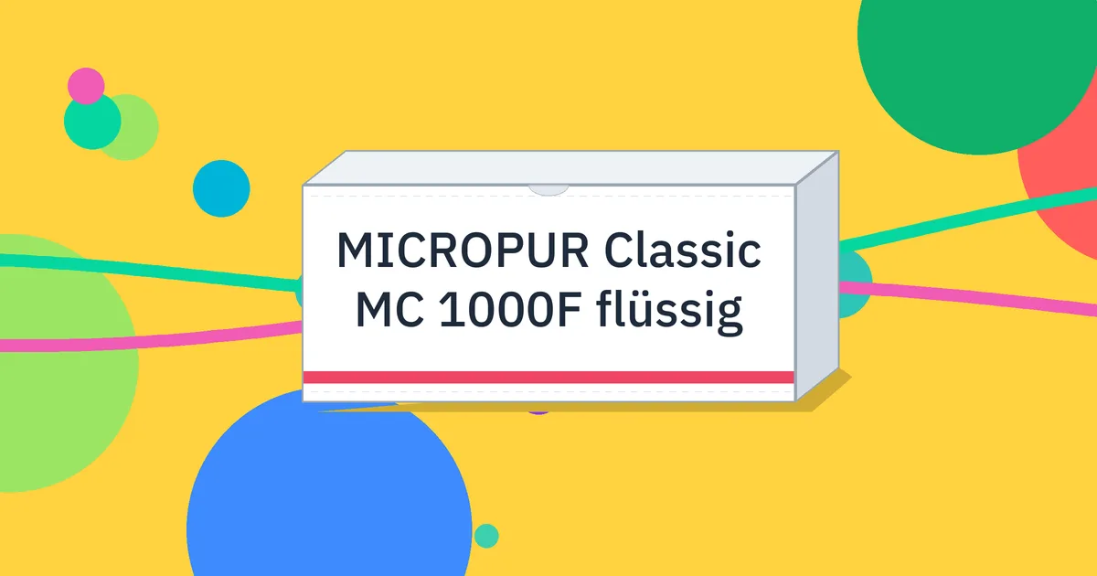 Symbolbild: Packung mit der Aufschrift MICROPUR Classic MC 1000F flüssig (PZN 04244408) – Verfügbarkeit und Bezug in Apotheken in Frankfurt am Main