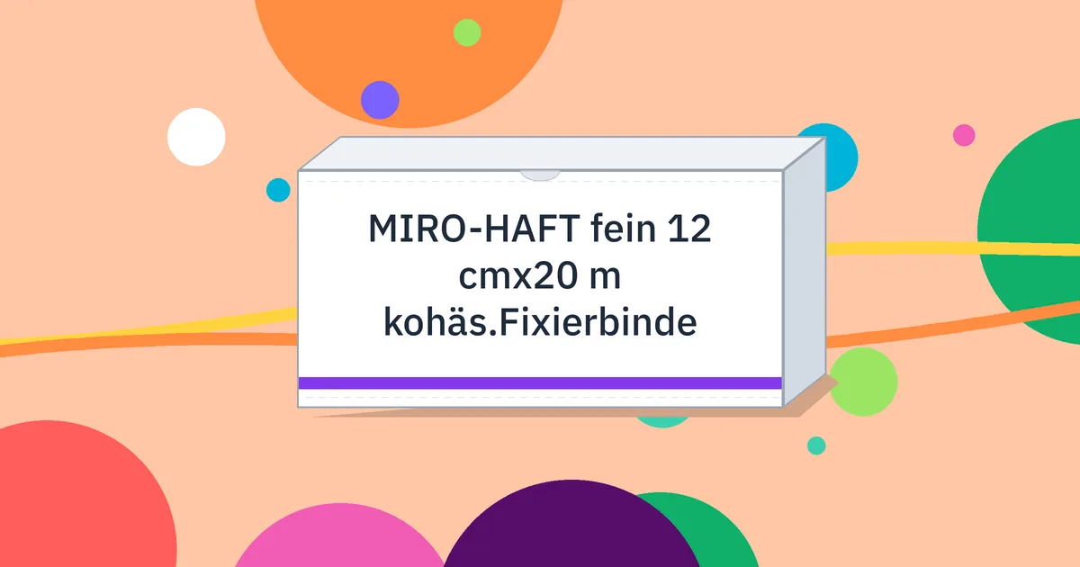 Symbolbild: Packung mit der Aufschrift MIRO-HAFT fein 12 cmx20 m kohäs.Fixierbinde (PZN 06854542) – Verfügbarkeit und Bezug in Apotheken in Frankfurt am Main