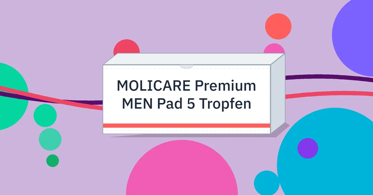 Symbolbild: Packung mit der Aufschrift MOLICARE Premium MEN Pad 5 Tropfen (PZN 18659248) – Verfügbarkeit und Bezug in Apotheken in Frankfurt am Main