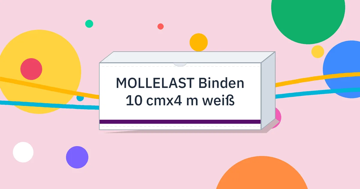 Symbolbild: Packung mit der Aufschrift MOLLELAST Binden 10 cmx4 m weiß (PZN 18187476) – Verfügbarkeit und Bezug in Apotheken in Frankfurt am Main