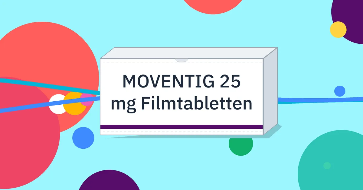 Symbolbild: Packung mit der Aufschrift MOVENTIG 25 mg Filmtabletten (PZN 12504869) – Verfügbarkeit und Bezug in Apotheken in Frankfurt am Main