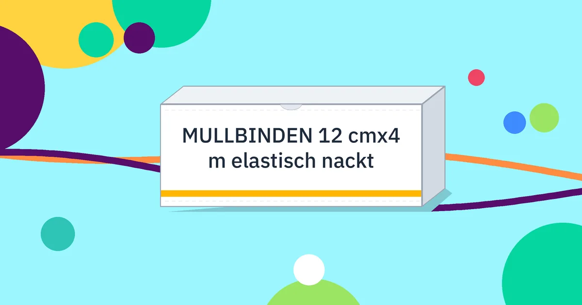 Symbolbild: Packung mit der Aufschrift MULLBINDEN 12 cmx4 m elastisch nackt (PZN 07623098) – Verfügbarkeit und Bezug in Apotheken in Frankfurt am Main