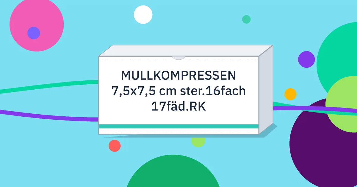 Symbolbild: Packung mit der Aufschrift MULLKOMPRESSEN 7,5x7,5 cm ster.16fach 17fäd.RK (PZN 06931194) – Verfügbarkeit und Bezug in Apotheken in Frankfurt am Main