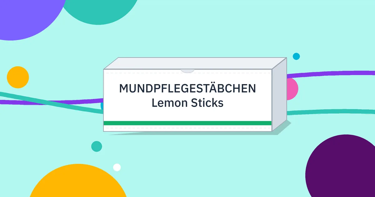 Symbolbild: Packung mit der Aufschrift MUNDPFLEGESTÄBCHEN Lemon Sticks (PZN 02819939) – Verfügbarkeit und Bezug in Apotheken in Frankfurt am Main