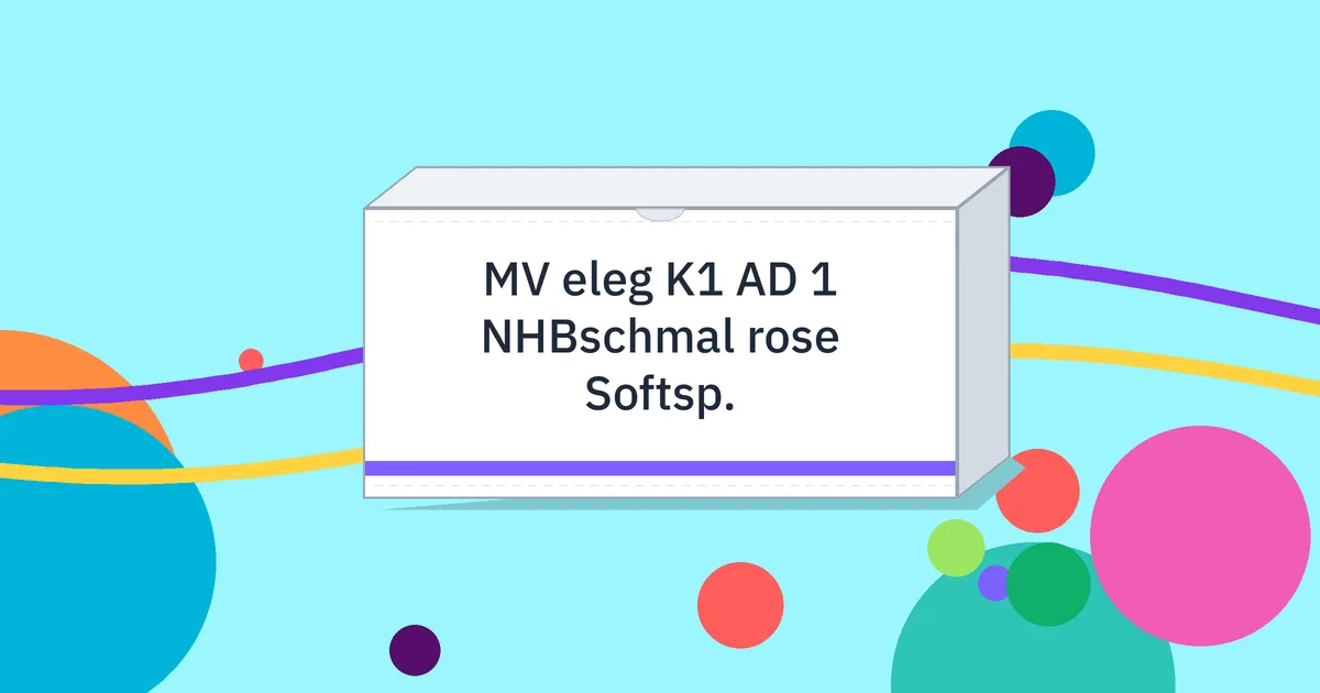 Symbolbild: Packung mit der Aufschrift MV eleg K1 AD 1 NHBschmal rose Softsp. (PZN 15673408) – Verfügbarkeit und Bezug in Apotheken in Frankfurt am Main