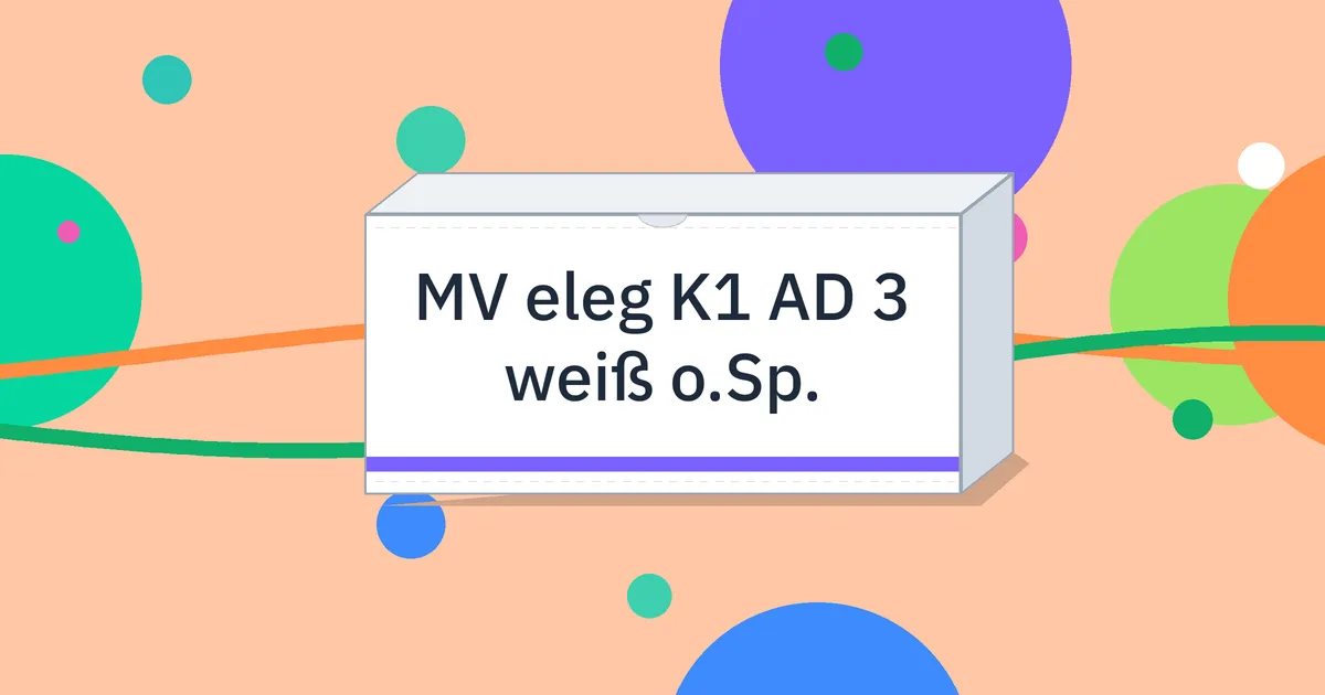 Symbolbild: Packung mit der Aufschrift MV eleg K1 AD 3 weiß o.Sp. (PZN 00333546) – Verfügbarkeit und Bezug in Apotheken in Frankfurt am Main